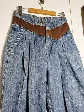 Vintage | Jeans | Vintage Western Pleated Balloon Jeans Faux Leather ...